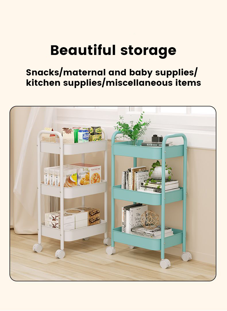 100%Full Steel Metal Trolley 3 Tier Trolley Storage Rack Kitchen Rack ...