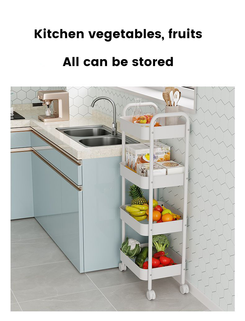 100%Full Steel Metal Trolley 3 Tier Trolley Storage Rack Kitchen Rack ...