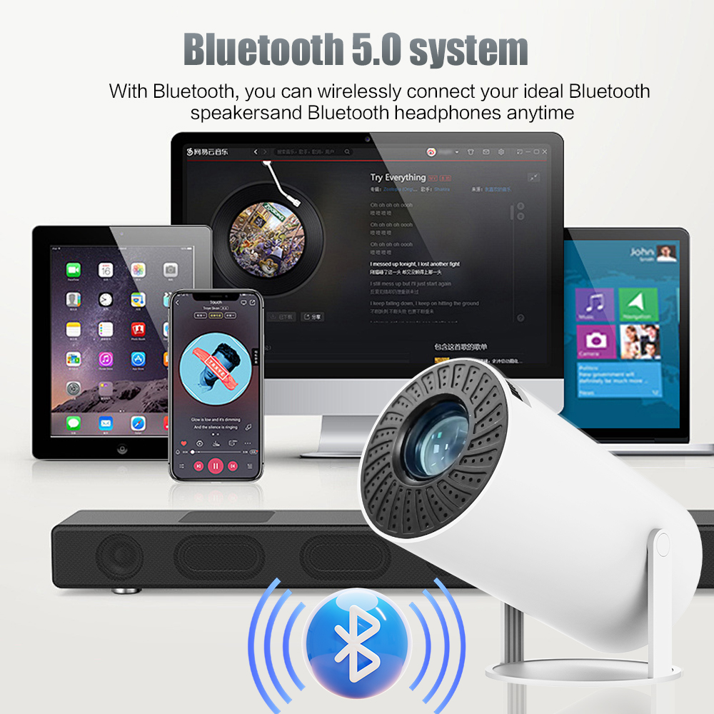 HY300 mini portable projector supports TV box wireless mobile phone ...