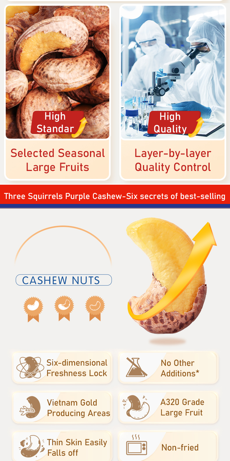 【Halal】Three Squirrels Purple Cashews 三只松鼠量贩紫皮腰果 特大坚果 含盐 (500g ...