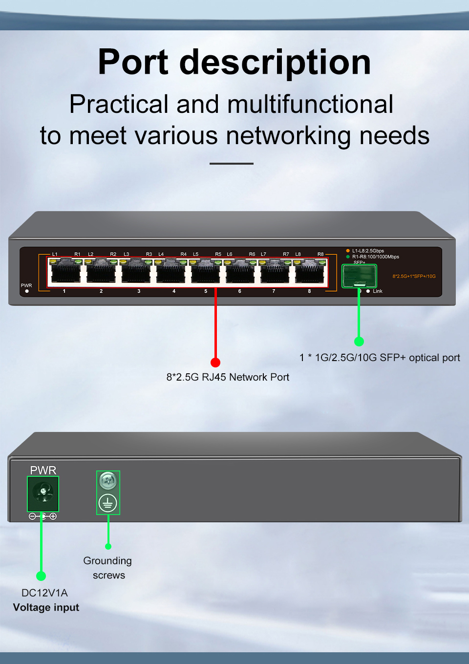 JT-COM 6-Port / 9-Port 2.5GbE Switch 2.5GBASE-T 4 Port 2.5G RJ45 with 2 ...