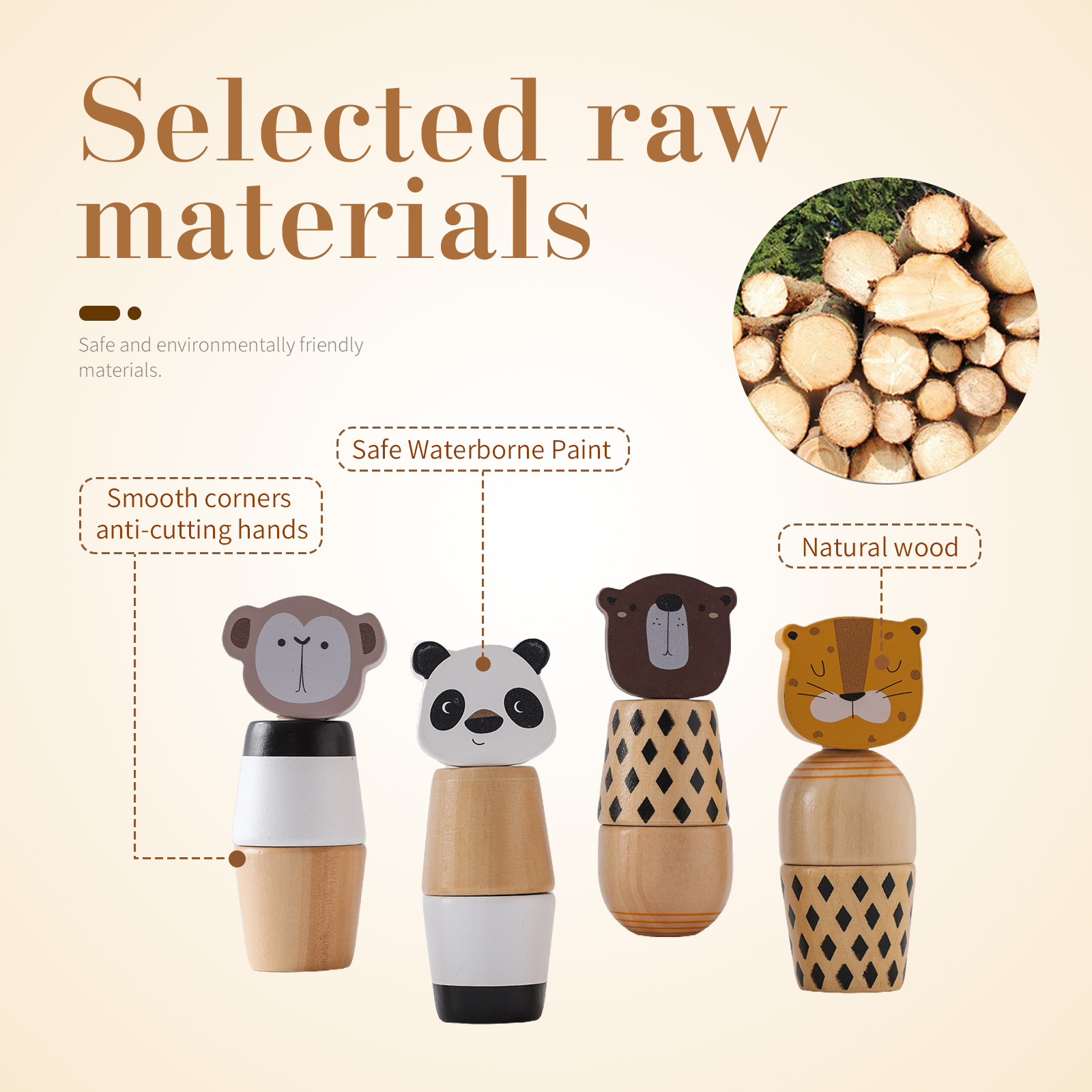Wooden Animal Screw Block Toy/Fine-Motor Skill Training Toy/Animal ...