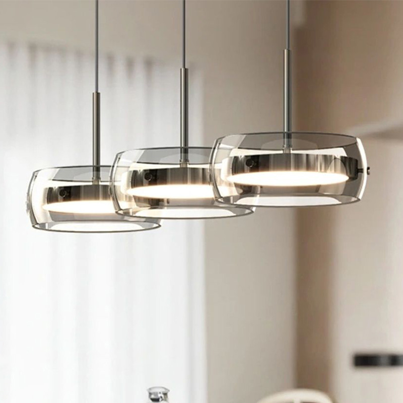 Nordic Double-sided Light Glass Pendant Light Modern 3 Head Dining ...