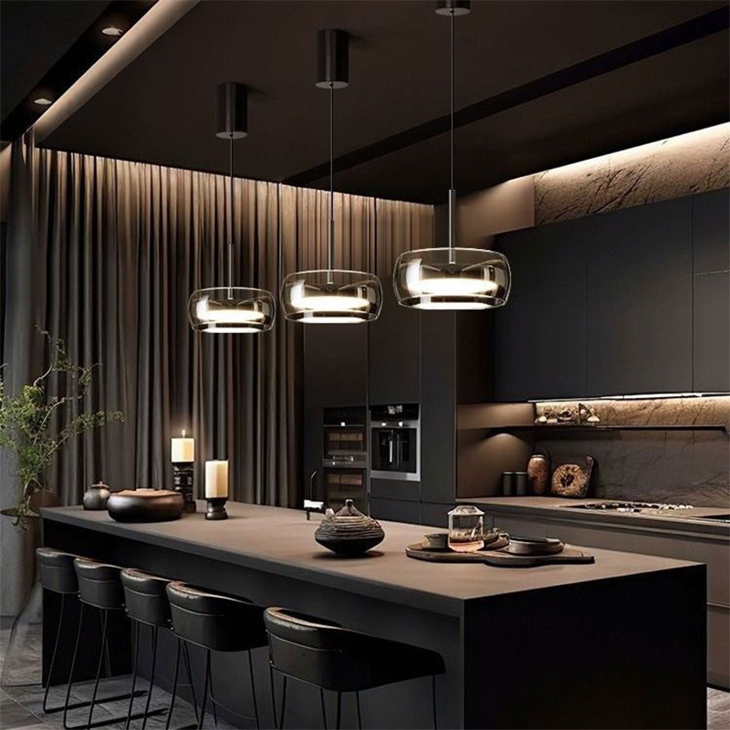 Nordic Double-sided Light Glass Pendant Light Modern 3 Head Dining ...