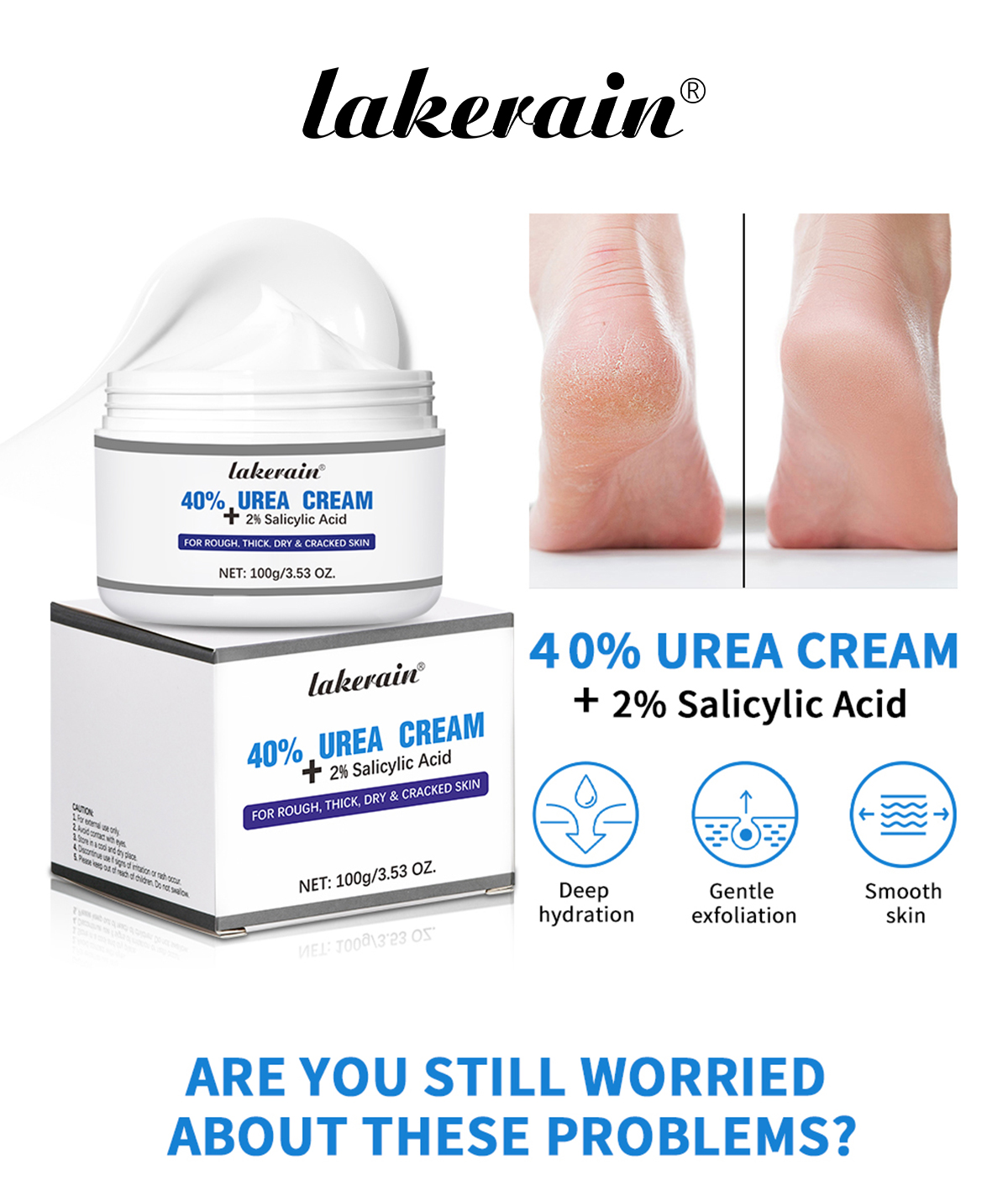 Lakerain Urea Cream 40% With Salicylic Acid 2%,Exfoliation Hand And ...