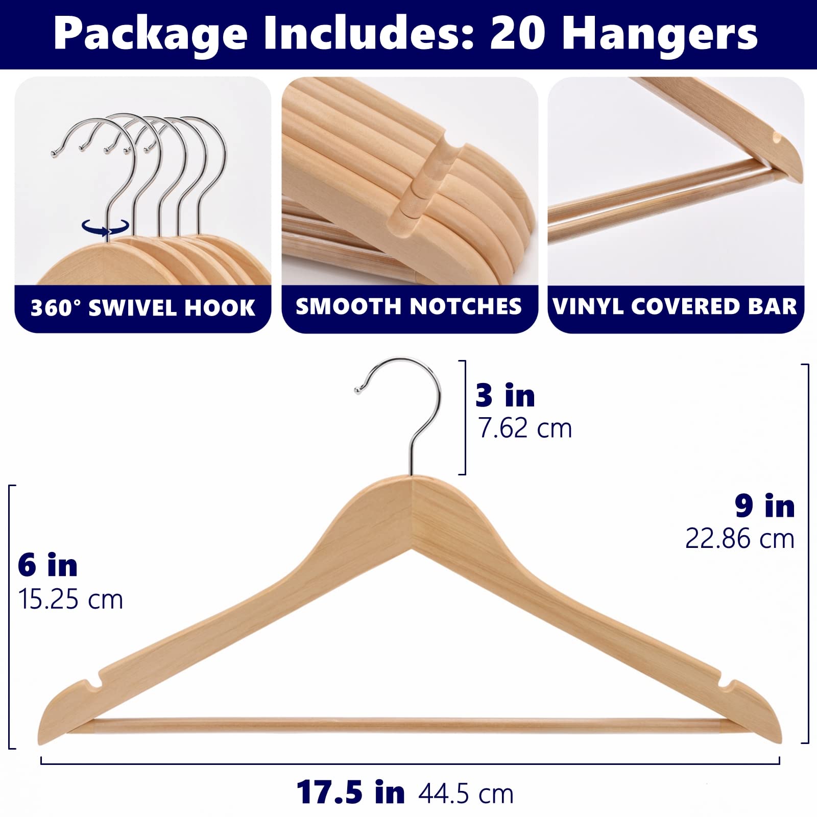 【M'sia STOCK】Solid Wood Clothes Hanger Clothing Store Hotel Non slip ...