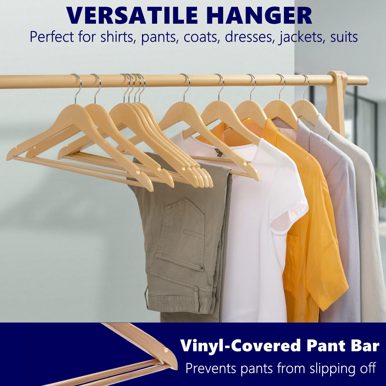 【M'sia STOCK】Solid Wood Clothes Hanger Clothing Store Hotel Non slip ...