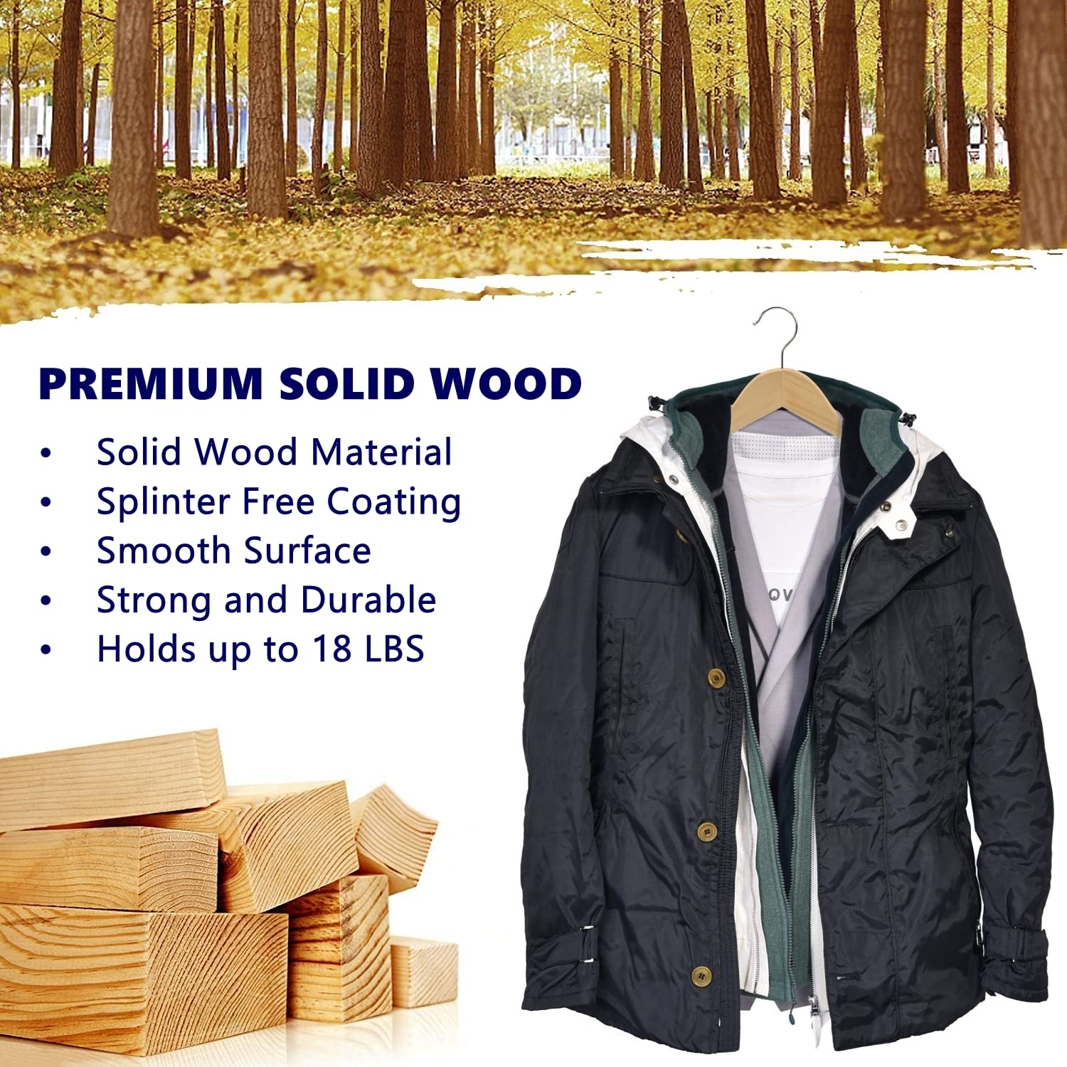 【M'sia STOCK】Solid Wood Clothes Hanger Clothing Store Hotel Non slip ...