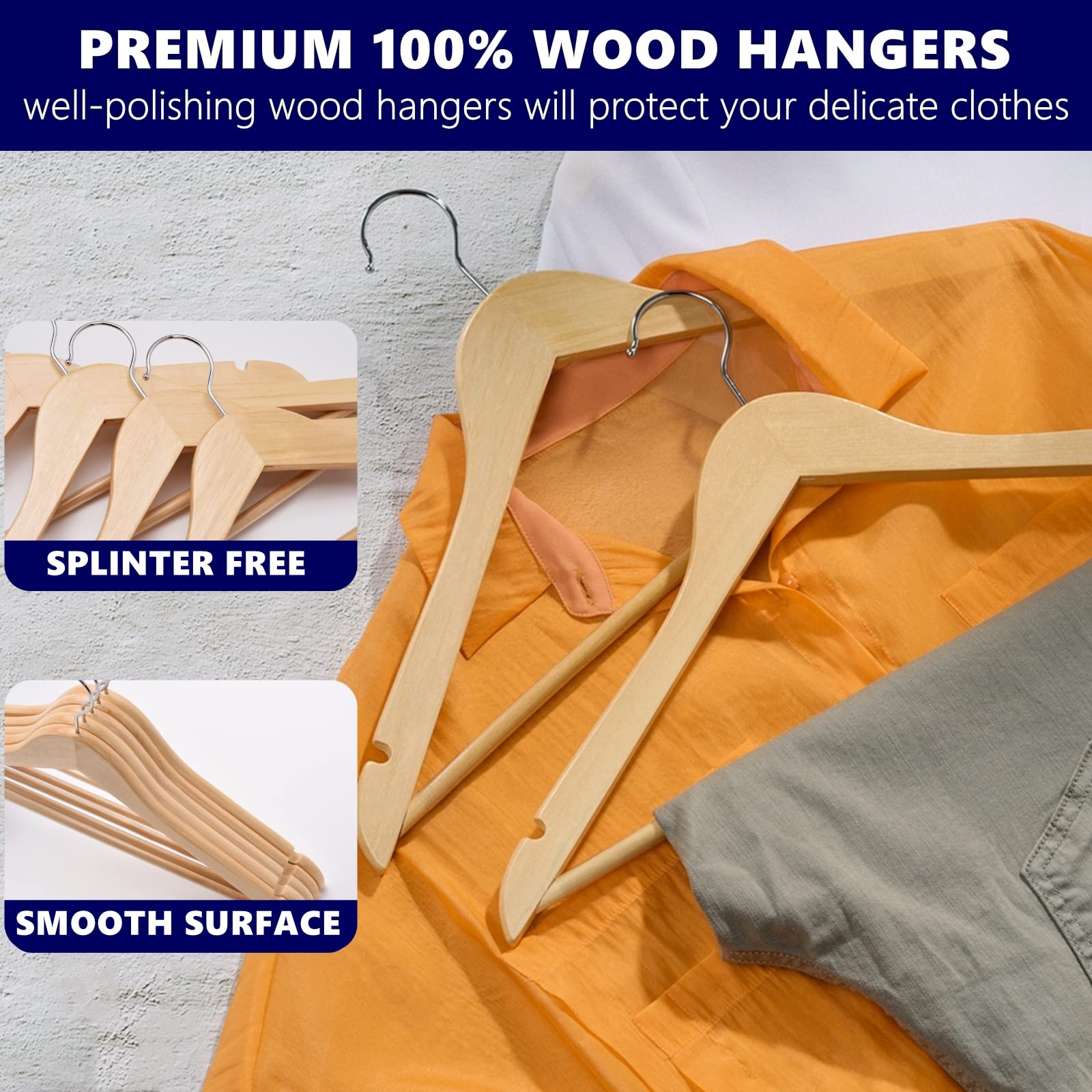 【M'sia STOCK】Solid Wood Clothes Hanger Clothing Store Hotel Non slip ...