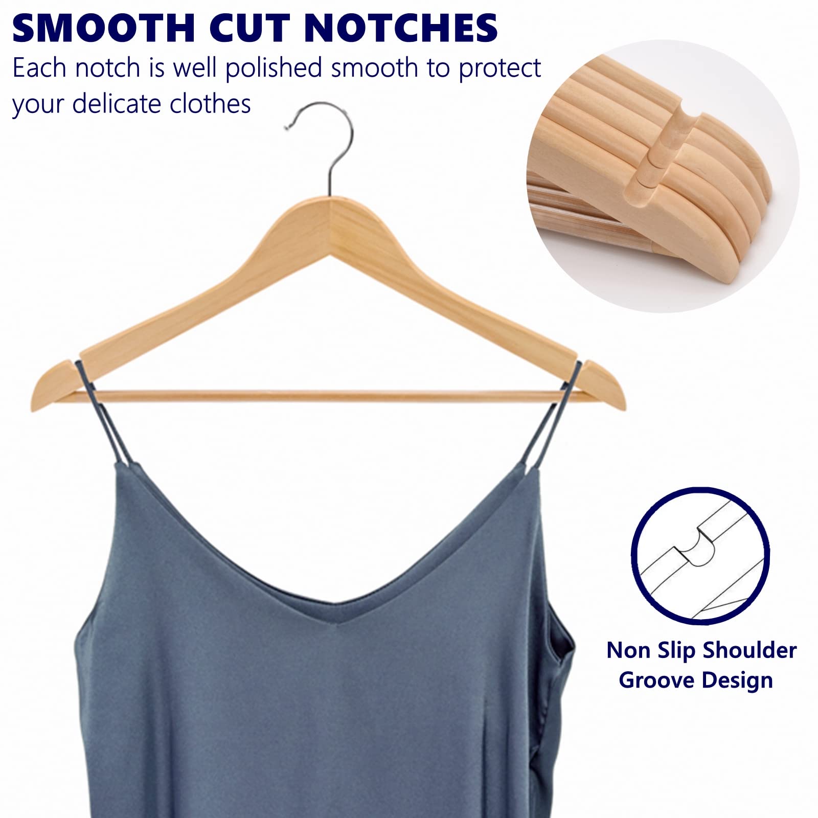 【M'sia STOCK】Solid Wood Clothes Hanger Clothing Store Hotel Non slip ...