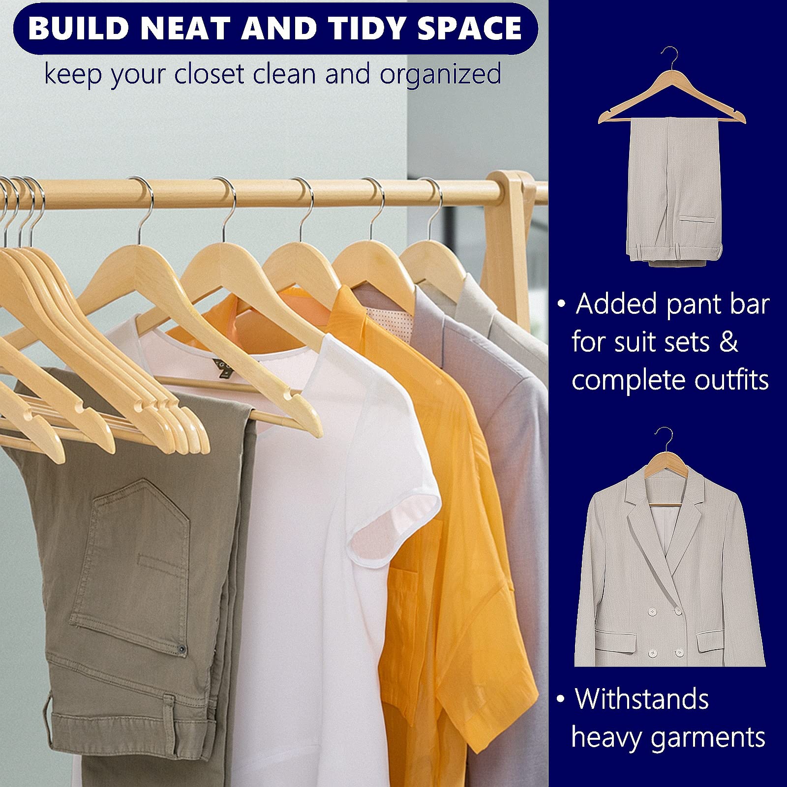 【M'sia STOCK】Solid Wood Clothes Hanger Clothing Store Hotel Non slip ...