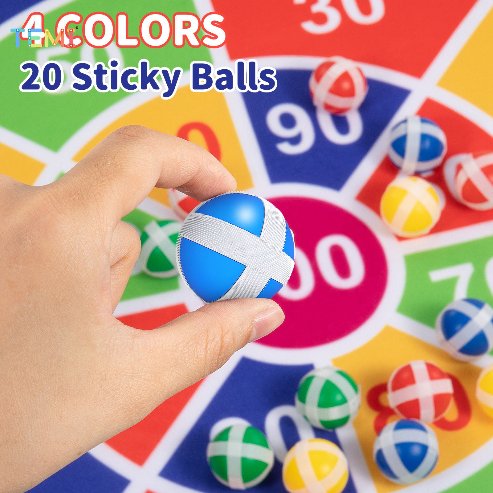 TEMI 20pcs Children's Throwing Sticky Ball Target Ball Toy Indoor ...