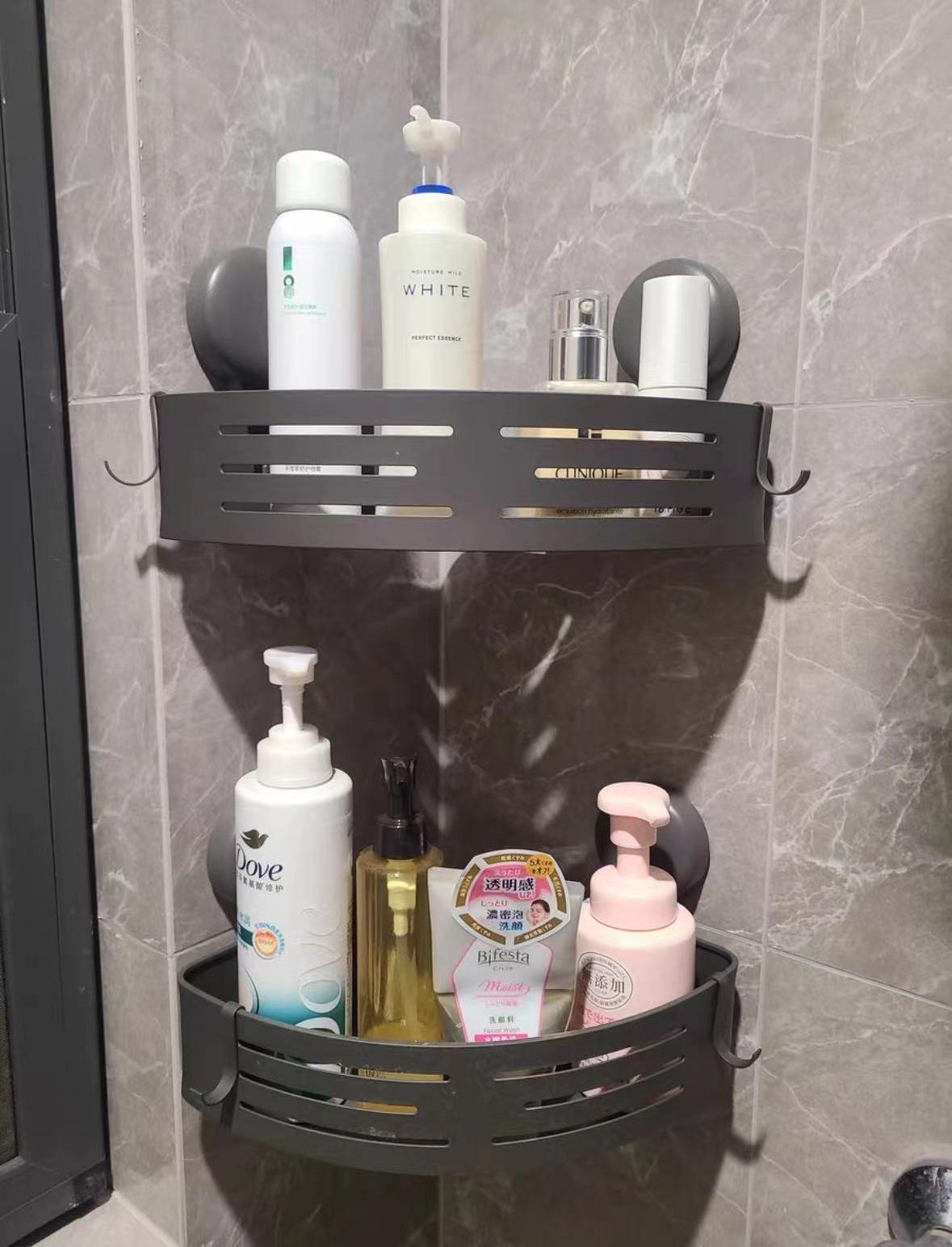 Bathroom Storage Rack Without Punching Triangular Corner Shelf Wall ...