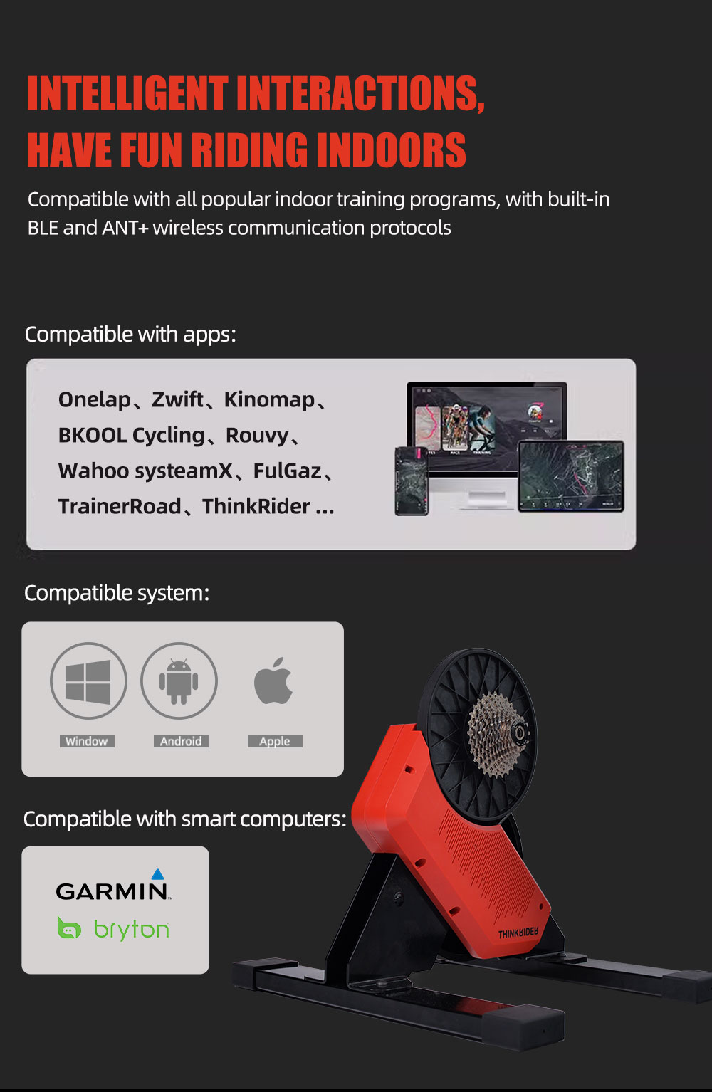 ThinkRider X2 Smart Bike Trainer MTB Road Bicycle home trainer Built-in Power Meter power meter ...