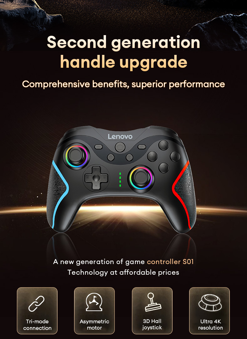 Lenovo S01 Wireless Gaming Controller For Computer Laptop Android TV ...