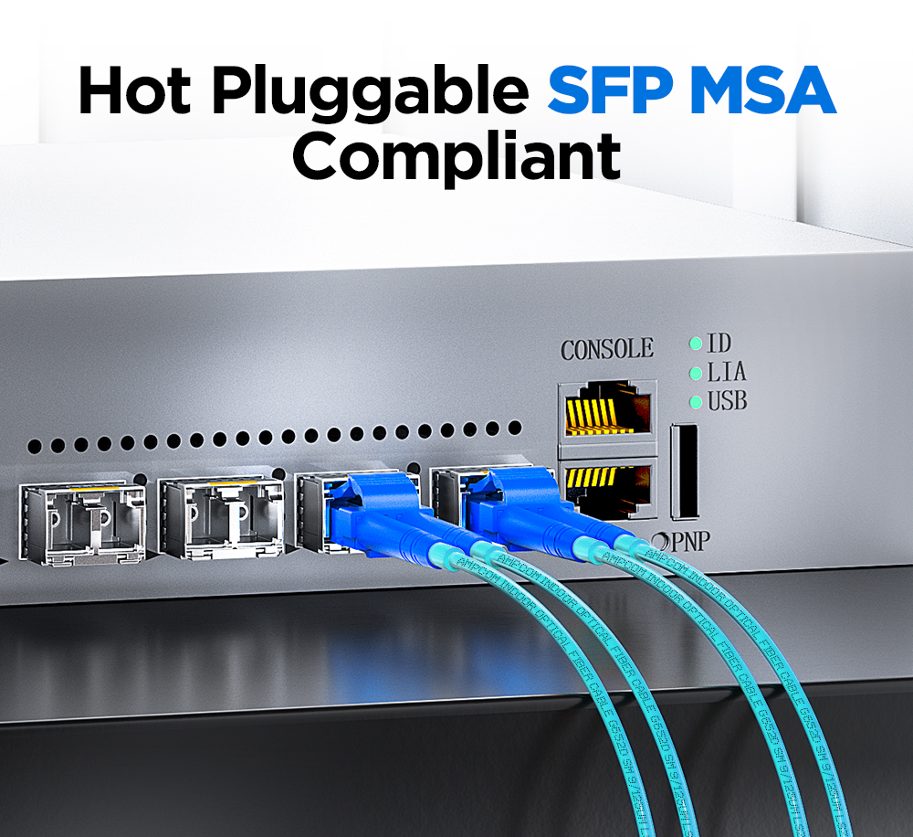 AMPCOM 1.25G LC SFP Multi-mode Duplex Optic Module 1000BASE-SX SFP 850nm 550m DOM LC MMF ...