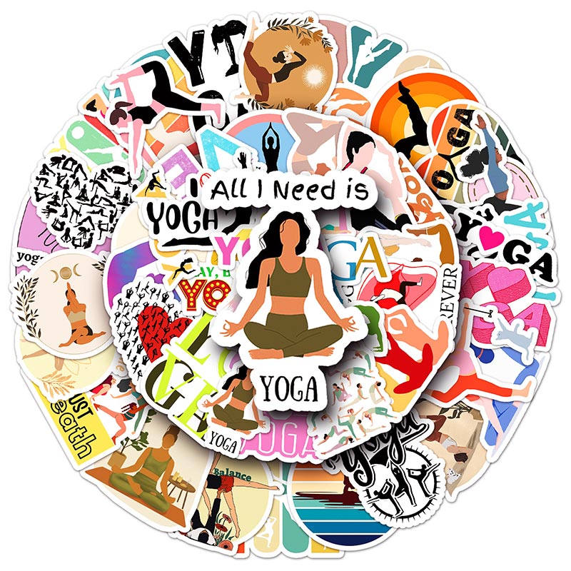 50pcs Yoga Stickers for Girls Diary Scrapbook Car Bike Luggage Mobile ...