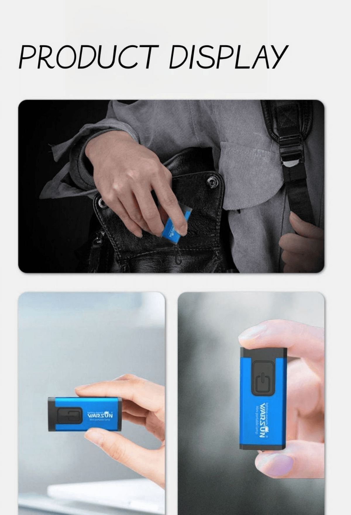 Warsun Tri-Color Mini Keychain Flashlight USB Rechargeable Light ...