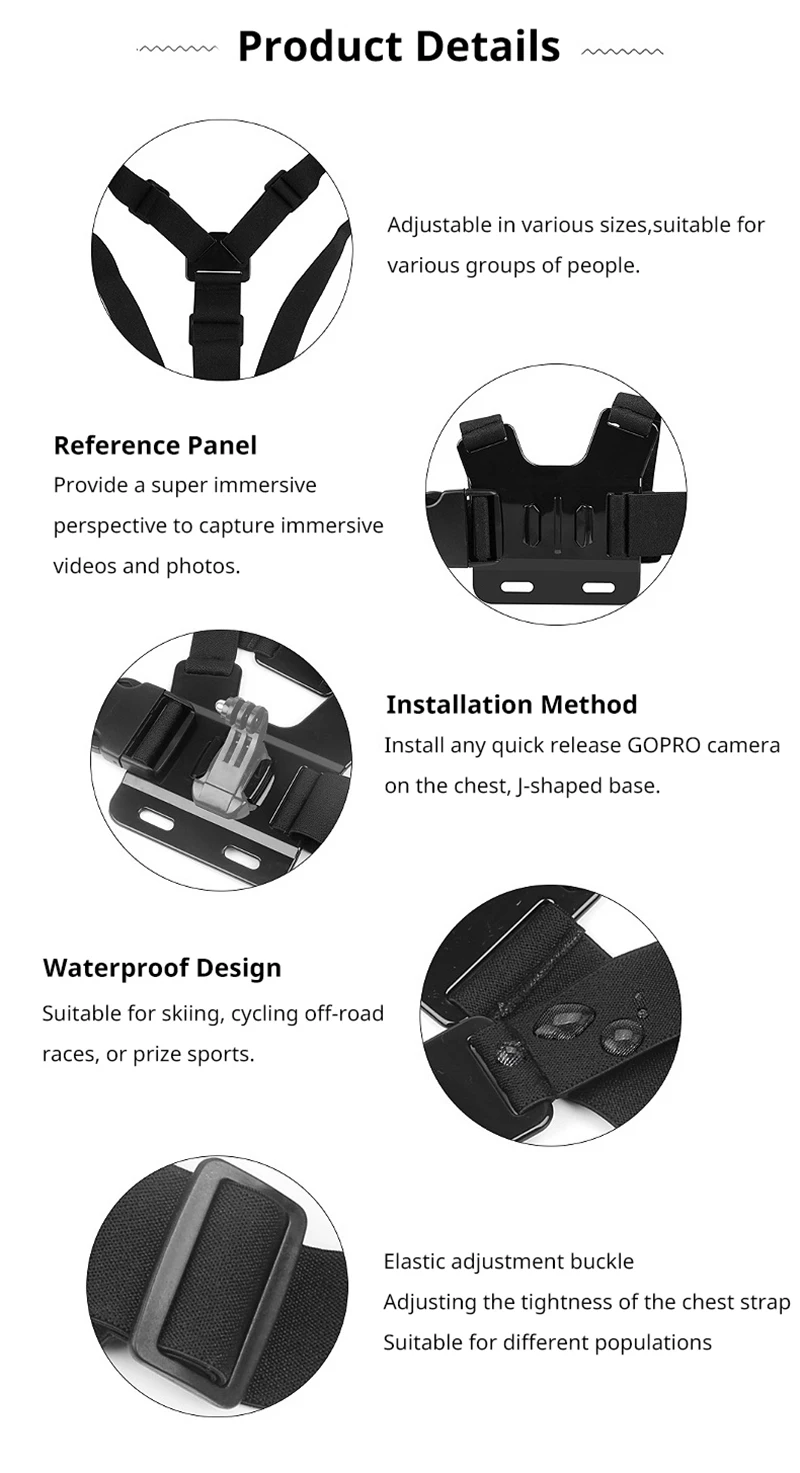 Chest Strap Mount Belt for Gopro Hero 9 8 7 6 5 4 Insta360 R X2 DJI OSMO Action Camera Harness ...