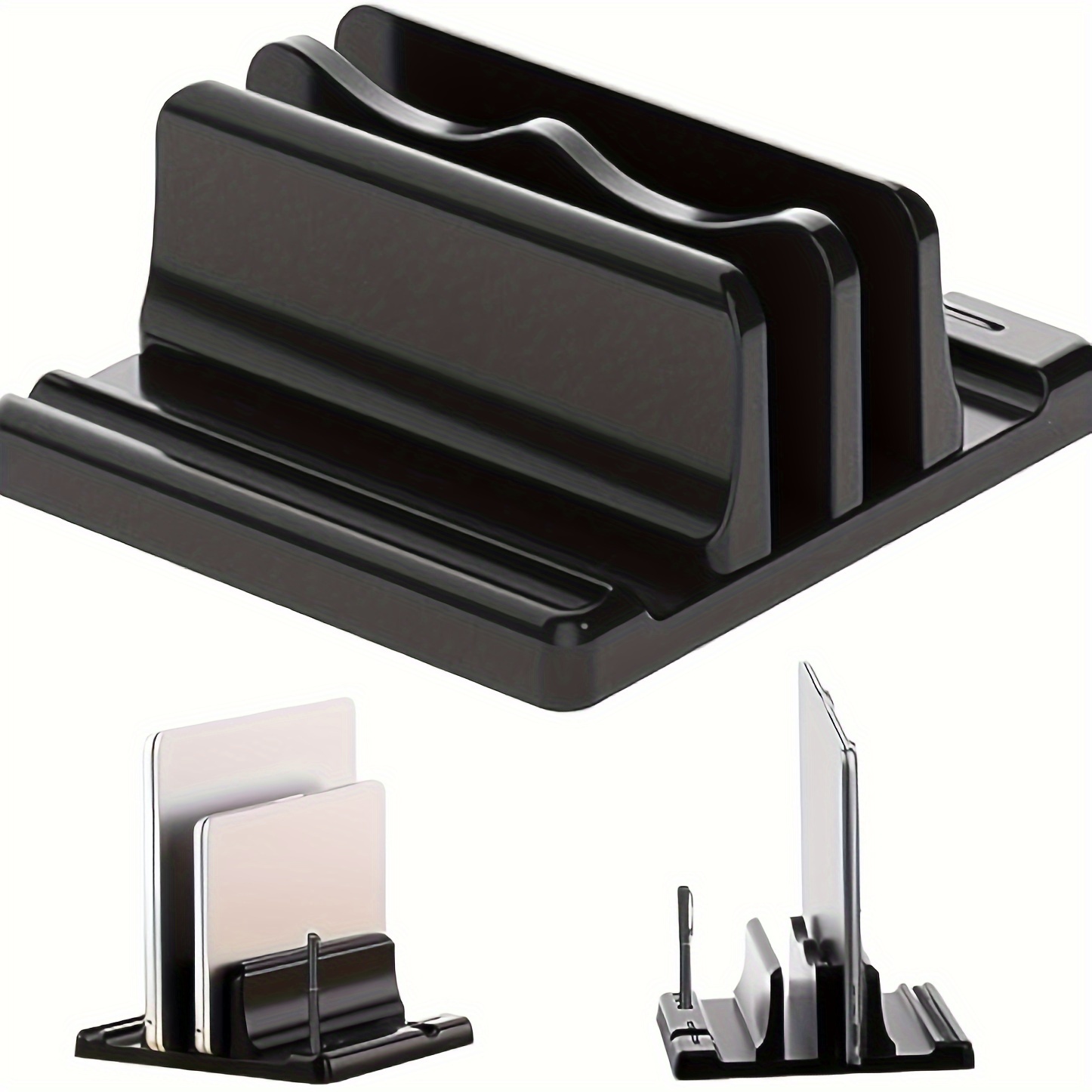 Vertical Laptop Stand for Desk, Dual Slots Plastic Laptop Holder with ...