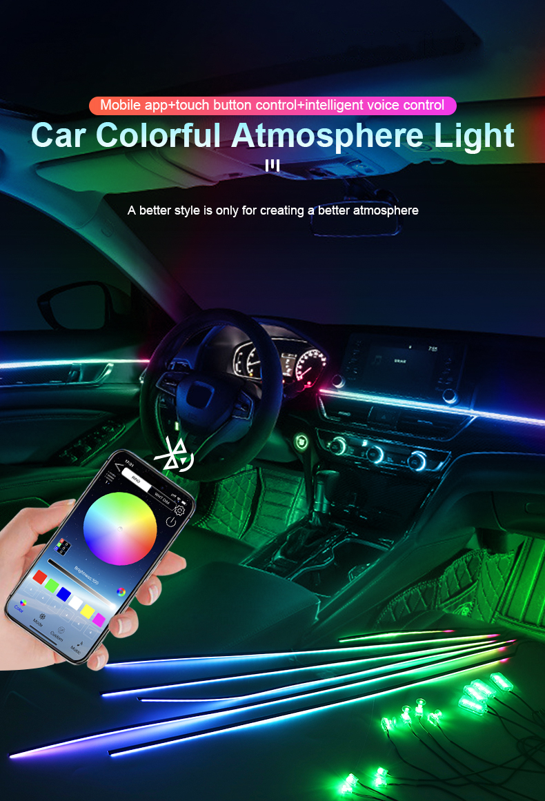 ((22 In 1) Car Ambient Light Symphony Indoor Acrylic Optical Fiber ...
