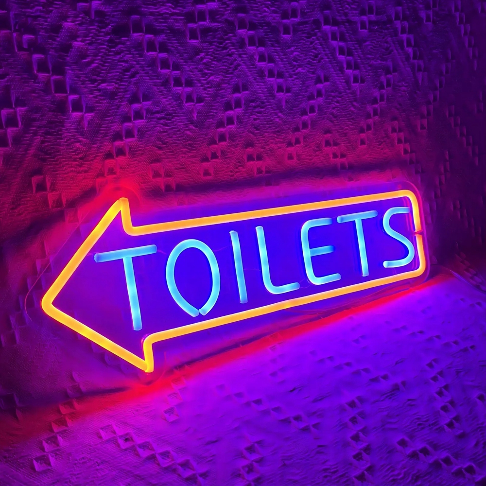 Toilets Neon Signs Toilets Arrow LED Sign Light for Wall Decor Neon ...