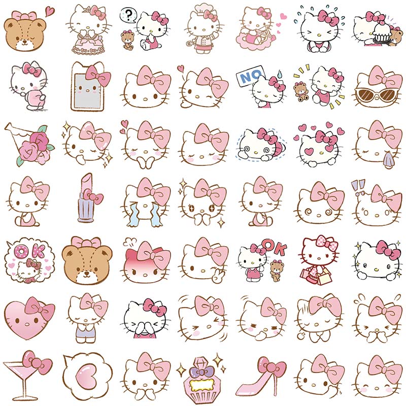 50PCS Cute Pink Hello Kitty Anime Stickers DIY Luggage Guitar Laptop ...