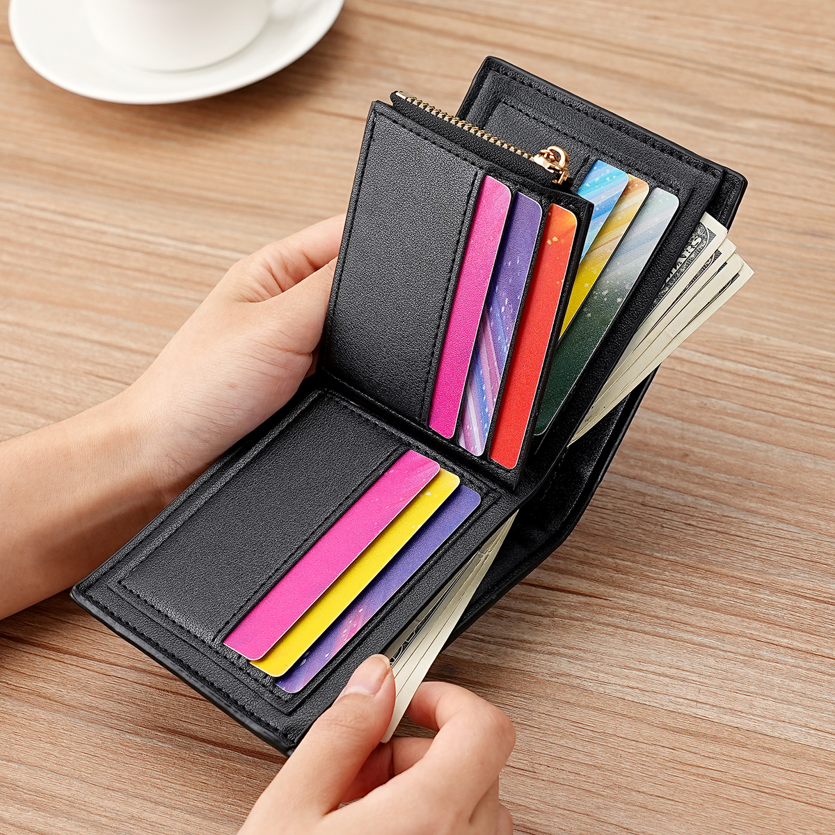 CARRKEN Men's Business Short Wallet - Bifold Multi-Card Holder With ...