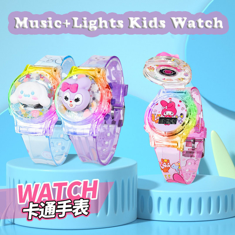 Sanrio Kuromi LED Light Watch for Kids Girls Silicone Strap Round ...