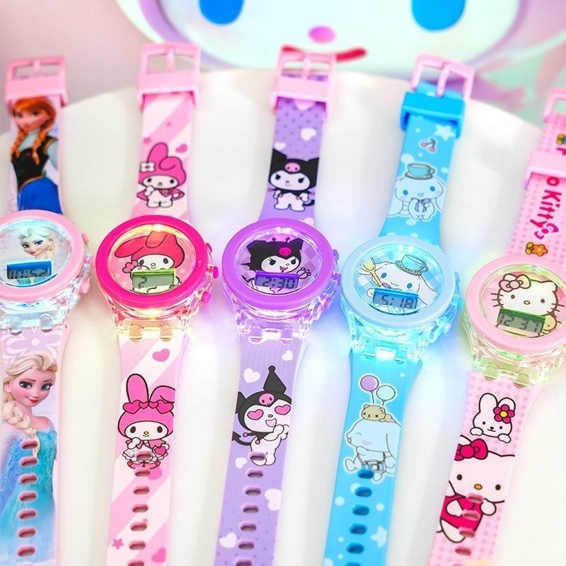 Sanrio Kuromi LED Light Watch for Kids Girls Silicone Strap Round ...
