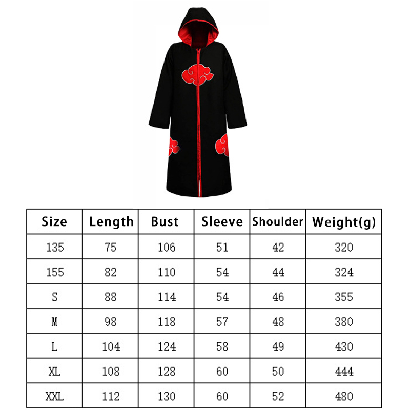 Anime Akatsuki Cloak Cosplay Costume Ninja Long Robe Uniform Cape ...