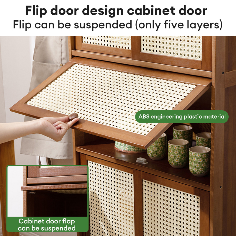 Bamboo Home Kitchen Tea Locker Multi-door Combination Multi-functional ...