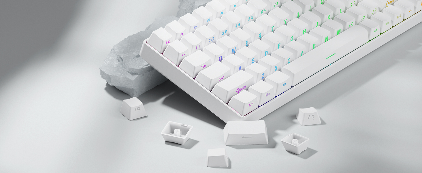 WOMIER 123 Keys White Shine Through Side Printed Keycaps, Minimalist ...