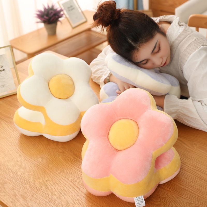 Cute high-color value macaron color flower pillow ice silk nap nap ...