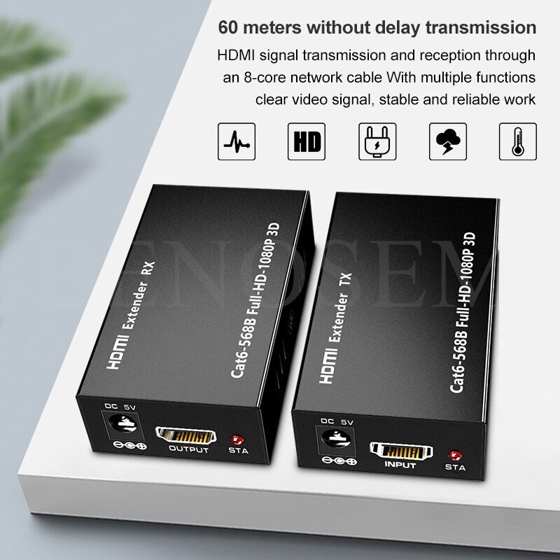 Extender HDMI RJ45 HDMI Extender Cat6 60M HDMI Extender Audio Kit Over ...