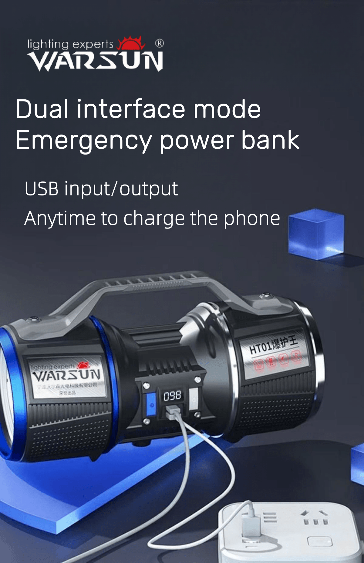 WARSUN Rechargeable USB-C Super Bright LED Camping Flashlight D6000 ...