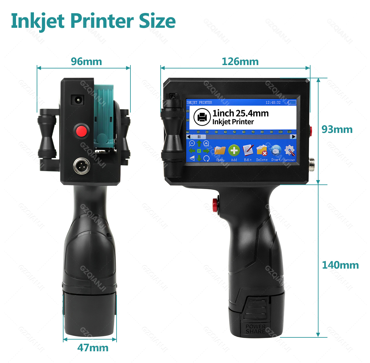 INKP195 Inkjet Printer 25.4mm With Ink Cartridge 600dpi Logo Image Date ...