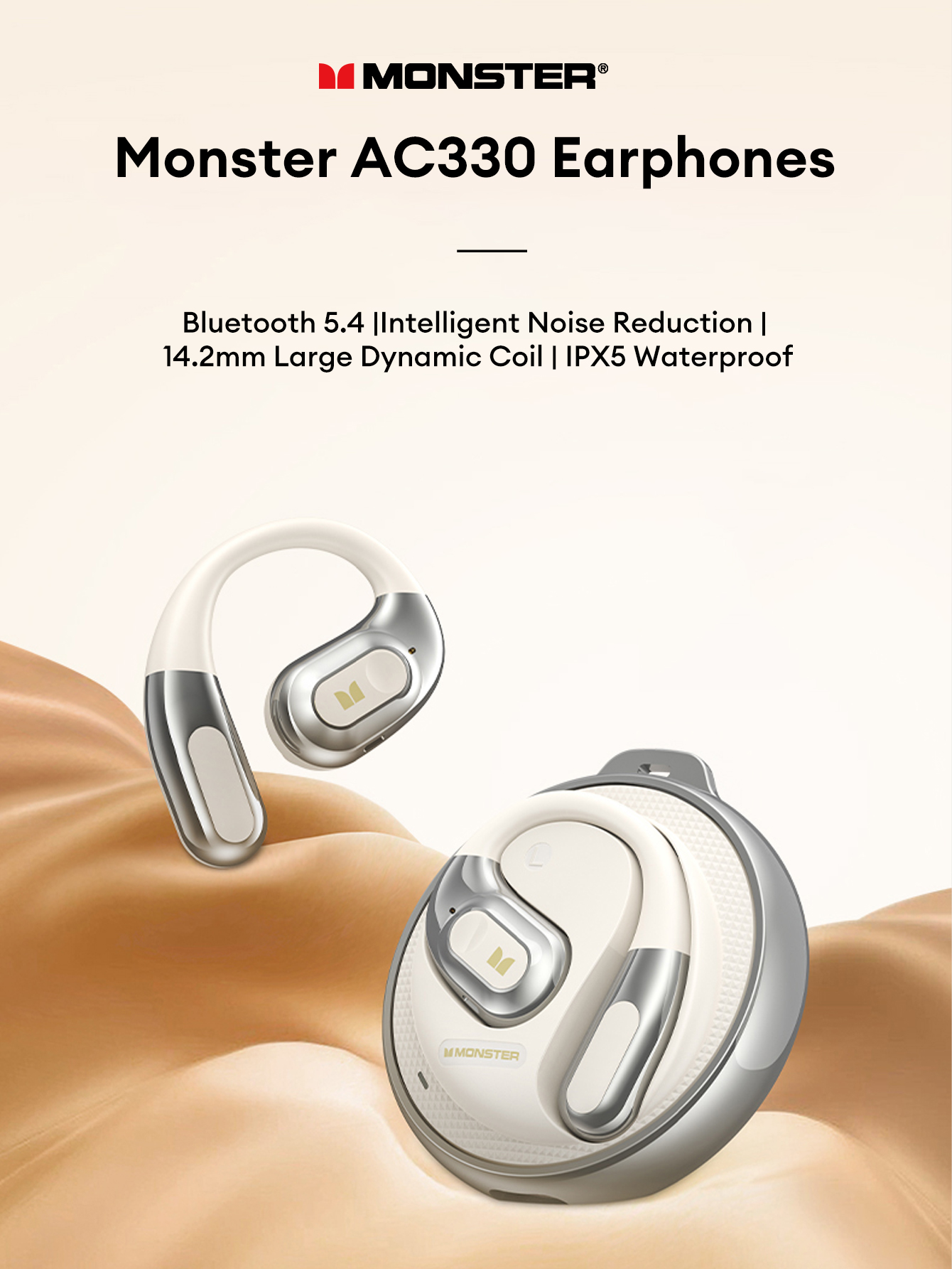 Monster Open Ear AC330 Open Ear Earphone Bluetooth 5.4 Wireless ...