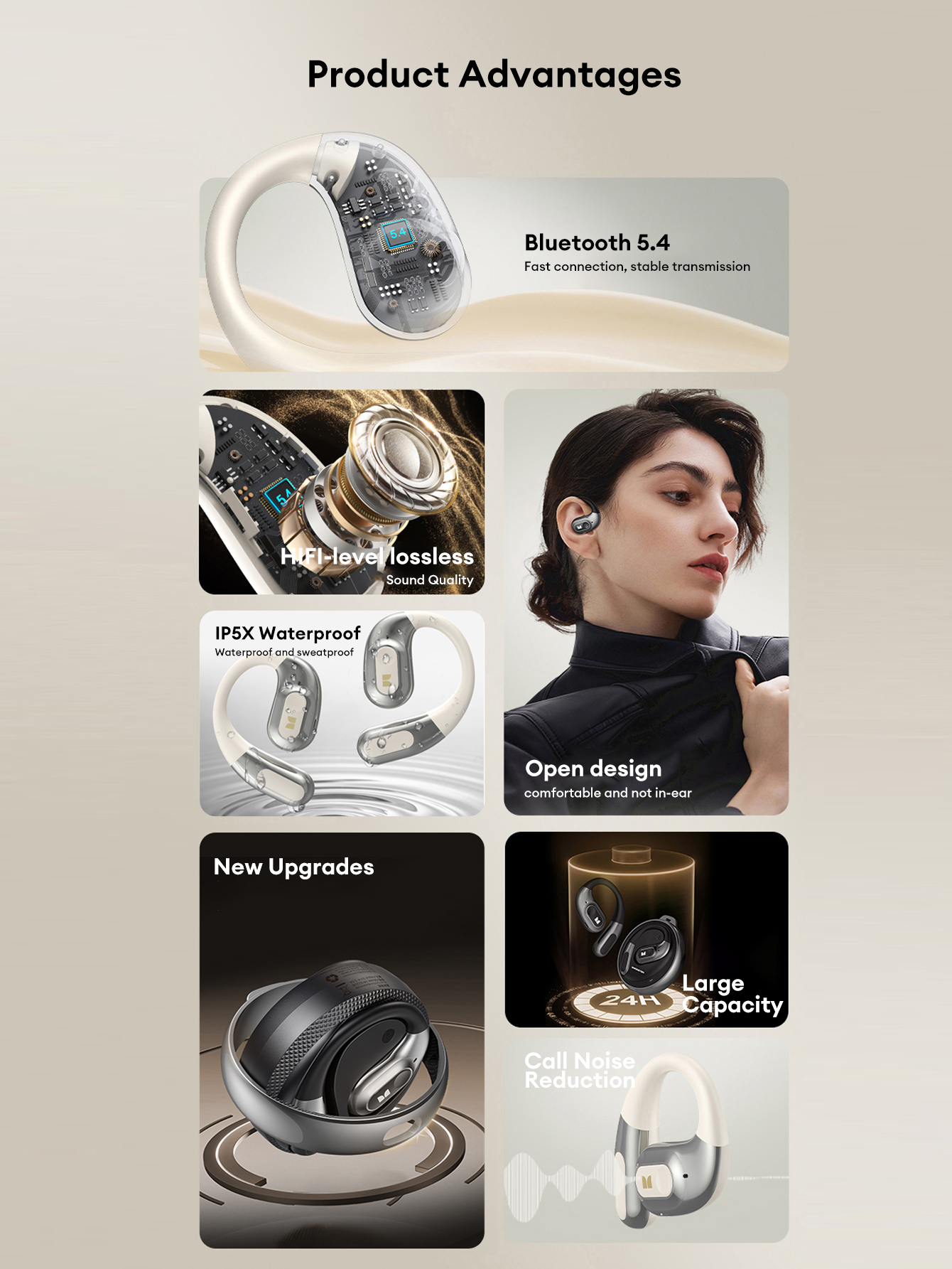 Monster Open Ear AC330 Open Ear Earphone Bluetooth 5.4 Wireless ...