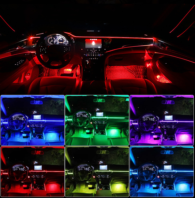 ((18 In 1) Car Ambient Light RGB Indoor Acrylic Optical Fiber Guide ...