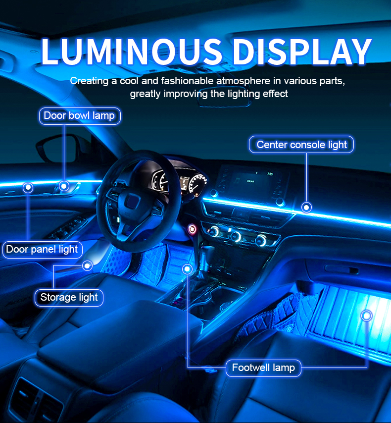 ((18 In 1) Car Ambient Light RGB Indoor Acrylic Optical Fiber Guide ...