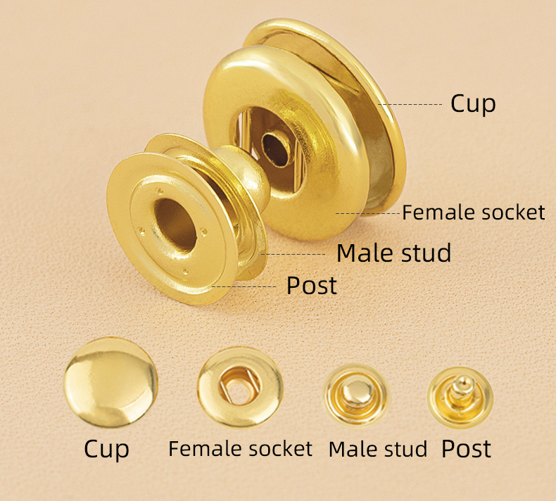WUTA Solid Brass Metal Button Snap Fasteners Heavy Duty Press Stud Rivet Leather DIY Craft (20 ...