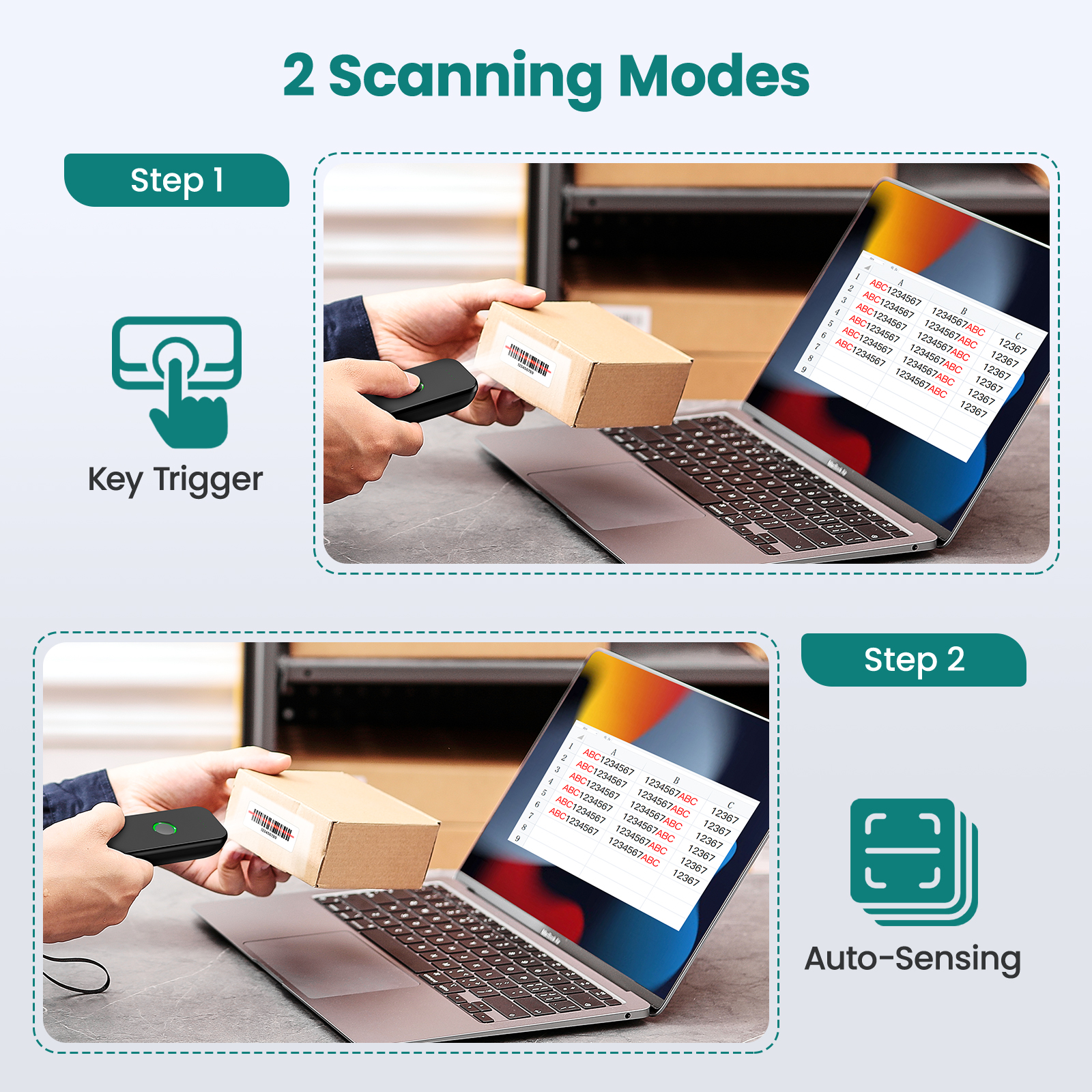 Anyeast Mini 1D 2D Wireless Barcode Scanner Via Bluetooth QR Code ...