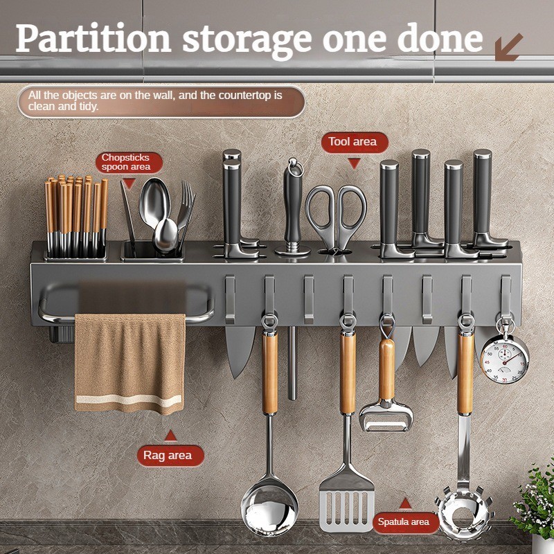 Multi-Functional Knife Rack Kitchen On Wall Knife Rack Stainless Steel ...