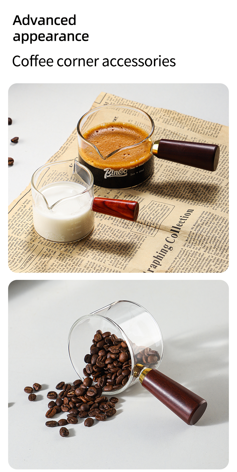 BINCOO Espresso Extraction Mug with Scale Glass Measuring Cup Espresso ...