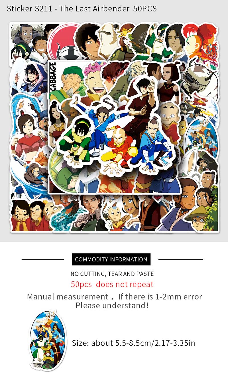 50PCS Animated Avatar The Last Airbender Waterproof Sticker DIY ...