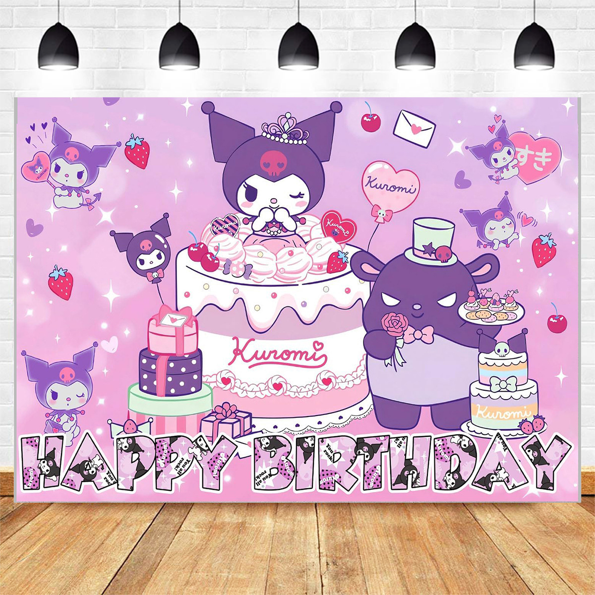 Kuromi Birthday Backdrop Poster Girls Party Decoration Supplies Photo ...