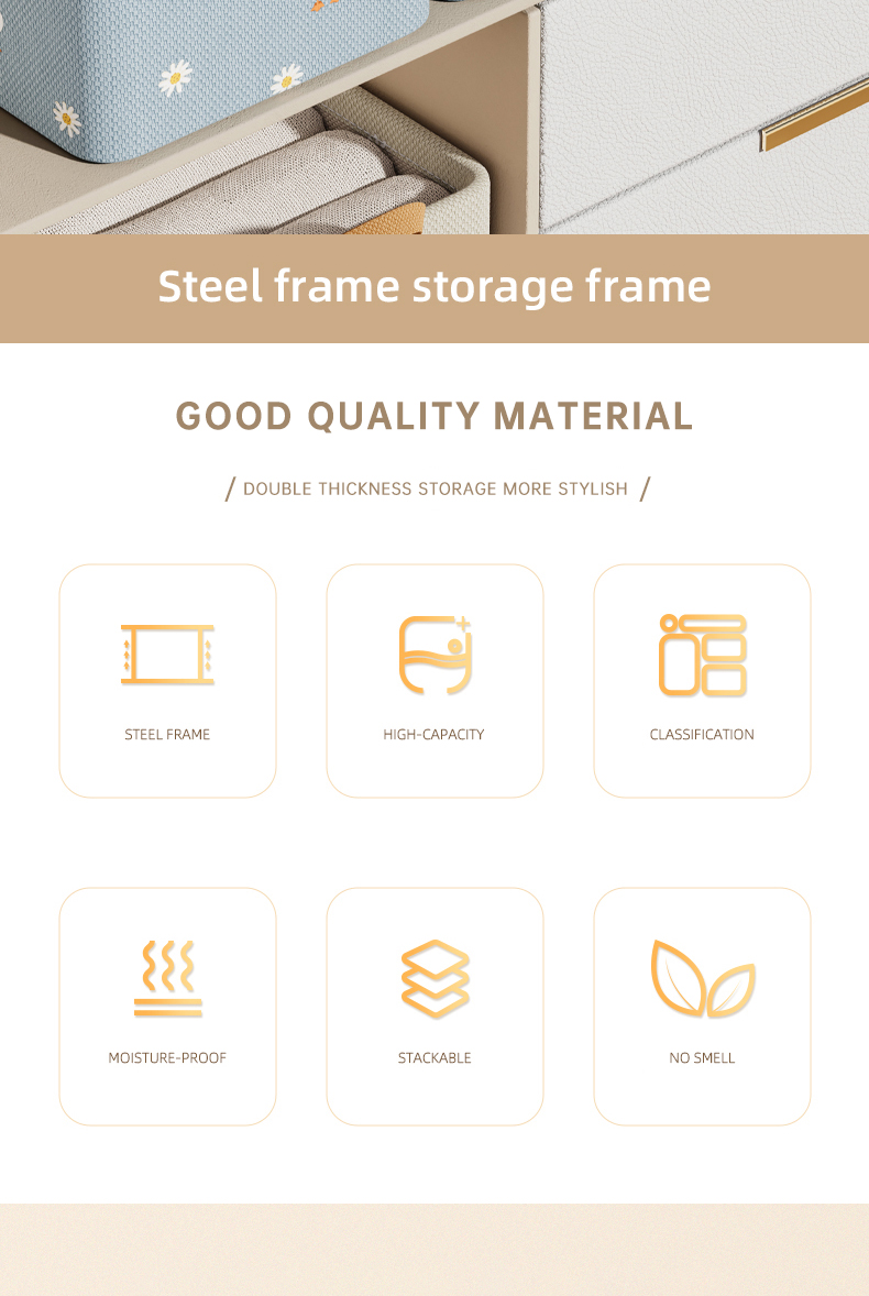 Foldable Clothes and Miscellaneous Items Storage Box with Steel Frame ...