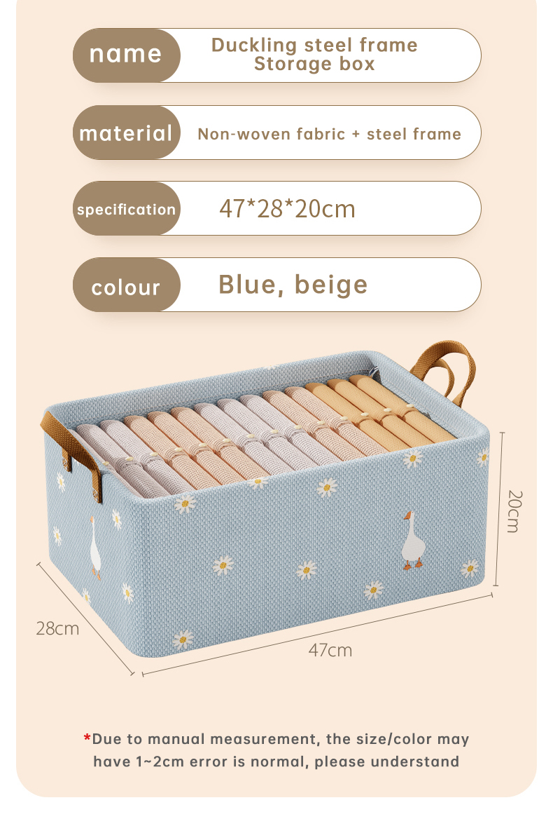 Foldable Clothes and Miscellaneous Items Storage Box with Steel Frame ...