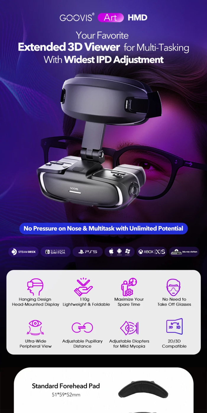 GOOVIS Art XR Smart Glasses High definition XR Head Mounted Display Portable for AR VR Game ...